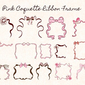Coquette Ribbon Frame Clipart: Pink Bow Border (digital PNG, SVG) - Etsy