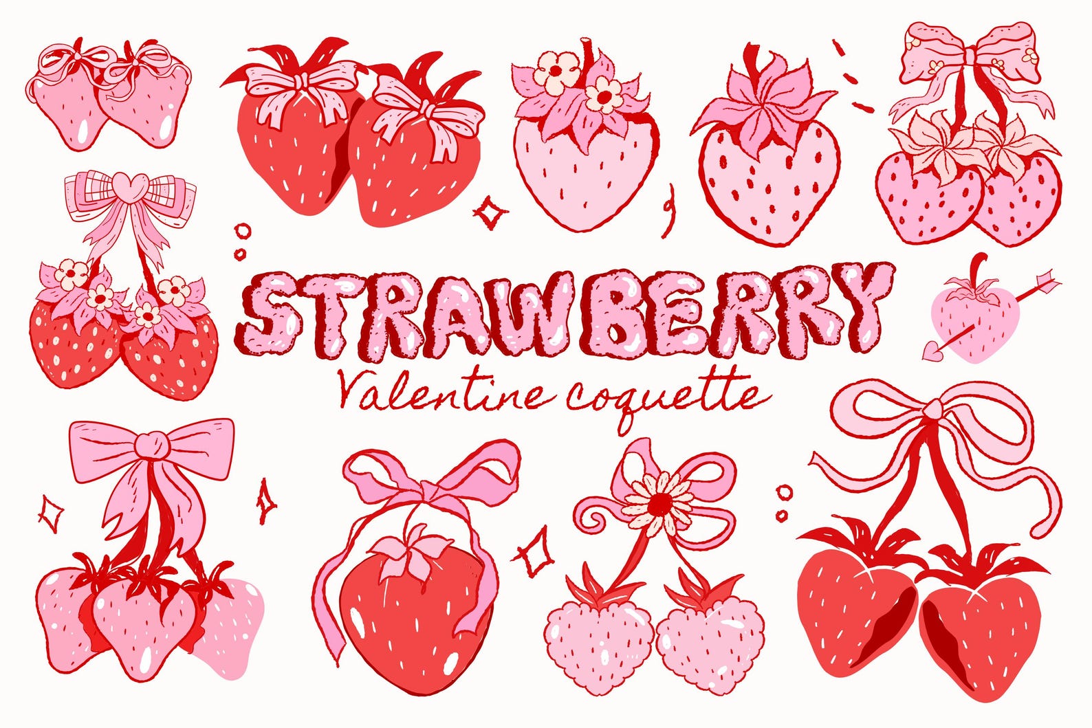 Strawberry Png, Coquette Clipart, Vintage Valentine Prints, Strawberry ...