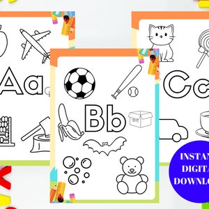 Alphabet Colouring in Sheets A to Z. (coloring In) Instant Digital ...