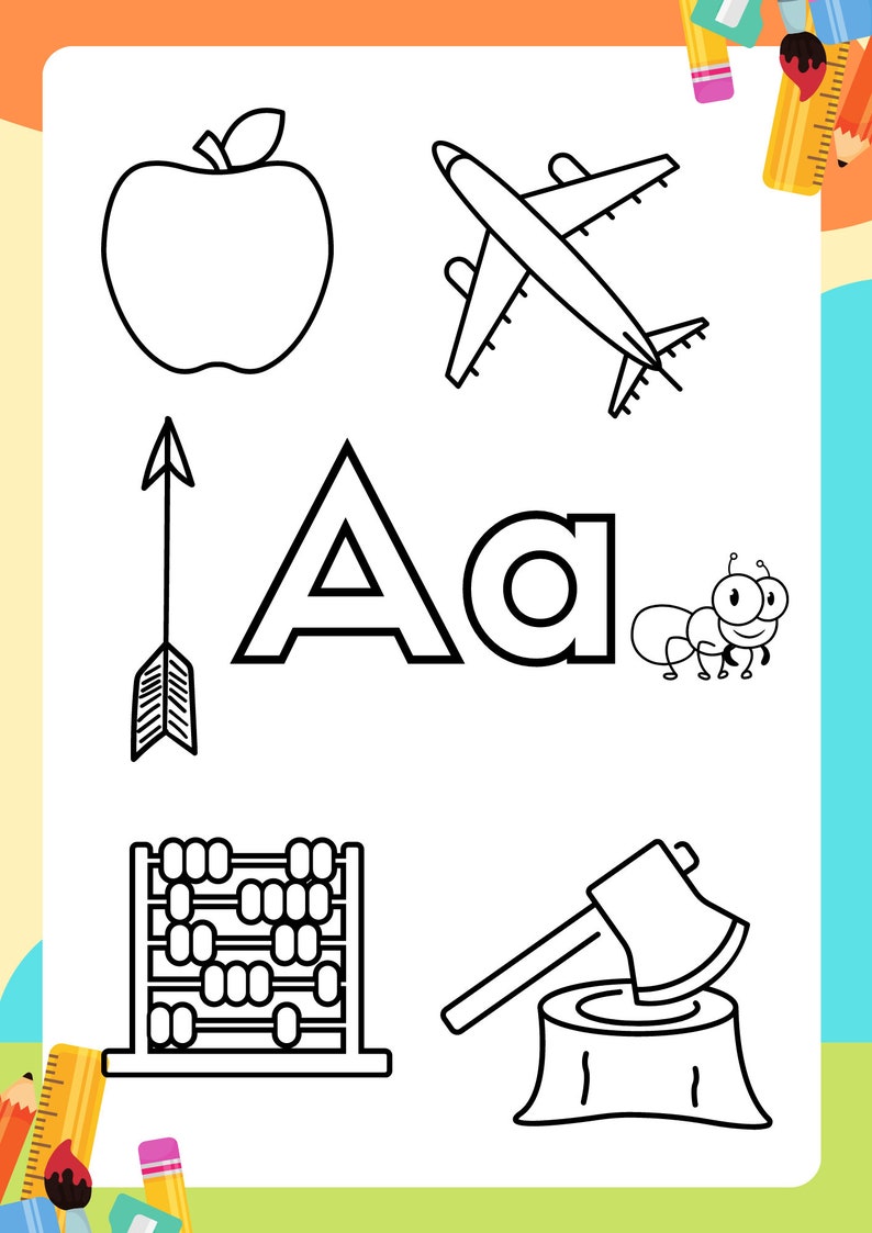 Alphabet Colouring in Sheets A to Z. (coloring In) Instant Digital ...