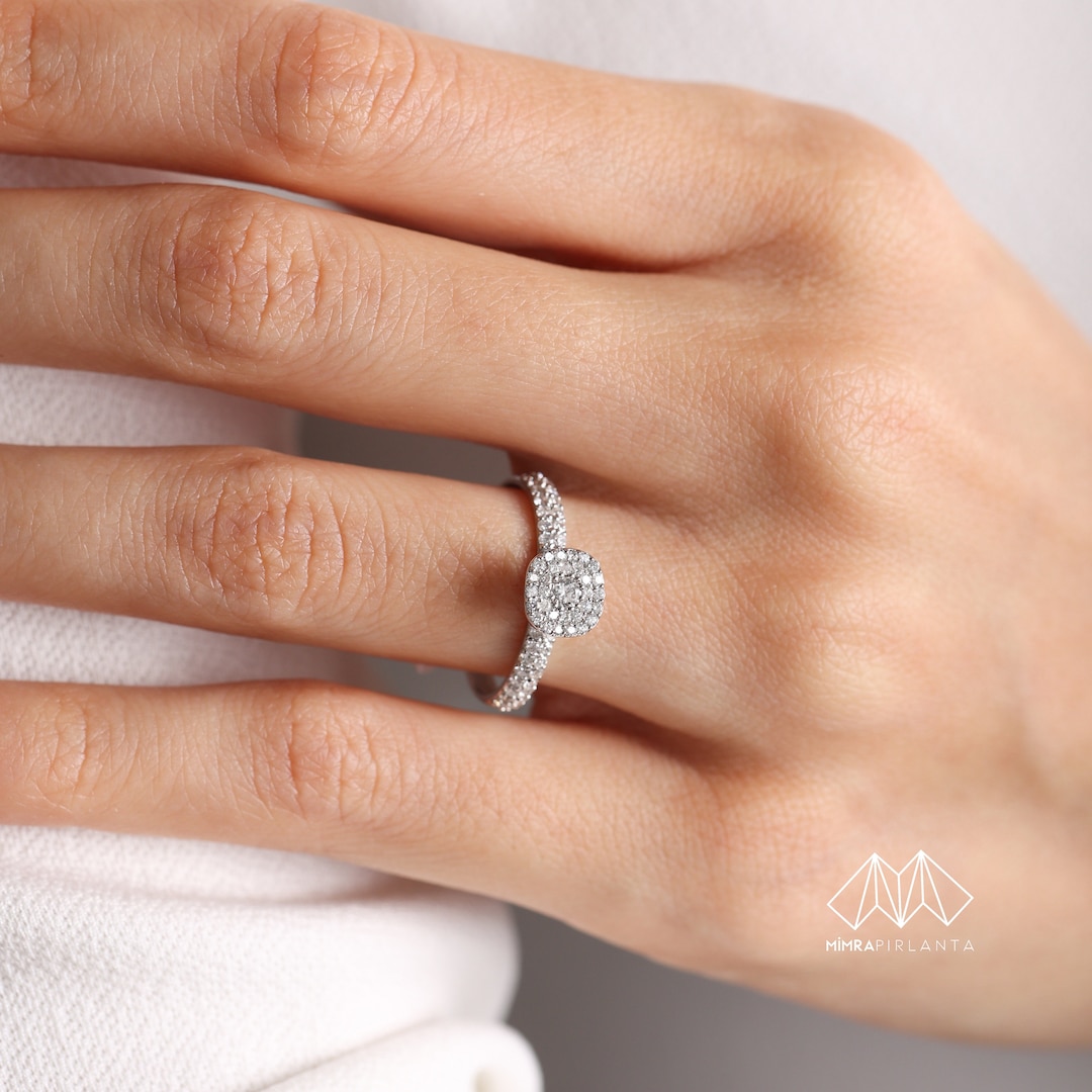 Diamond Promise Ring - Engagement Ring, Couple Rings, Delicate Ring ...