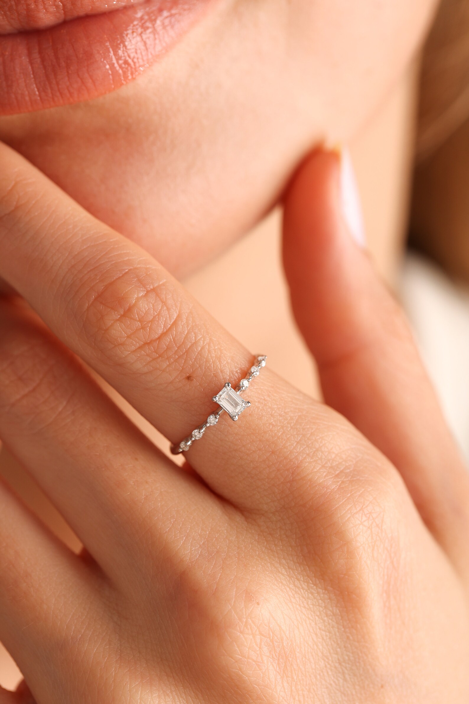 Dainty Diamond Engagement Ring Wedding Ring Couple Rings Delicate Ring Promise Ring for Her ...