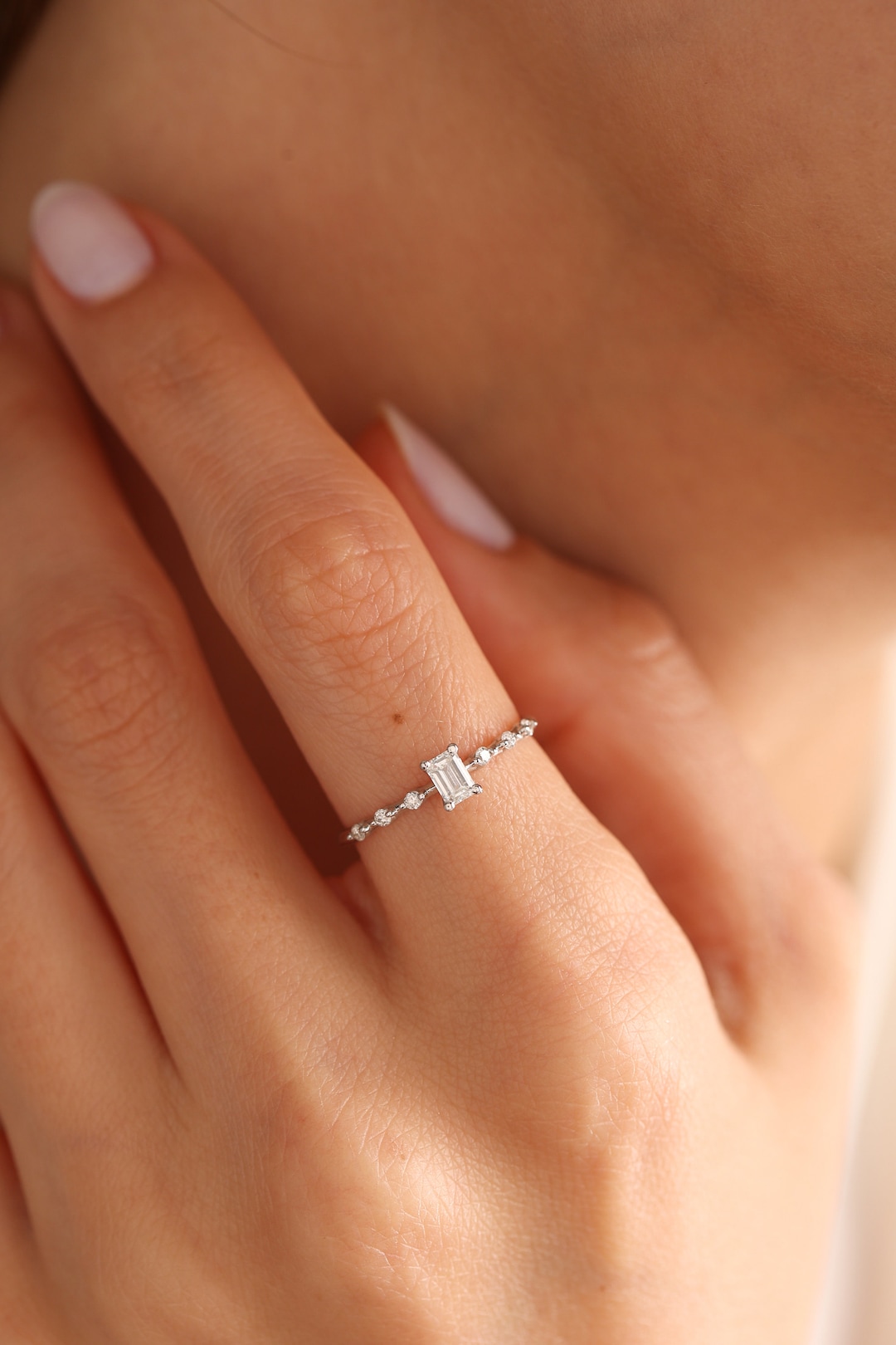 Dainty Diamond Engagement Ring Wedding Ring Couple Rings Delicate Ring Promise Ring for Her ...