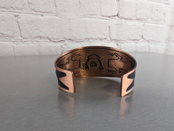 Copper Aztec Motif Storybook Cuff Bracelet - Gem