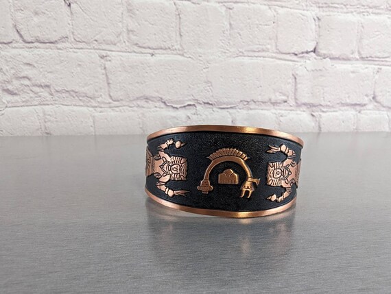 Copper Aztec Motif Storybook Cuff Bracelet - Gem