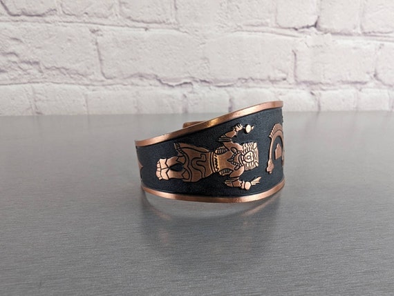 Copper Aztec Motif Storybook Cuff Bracelet - Gem