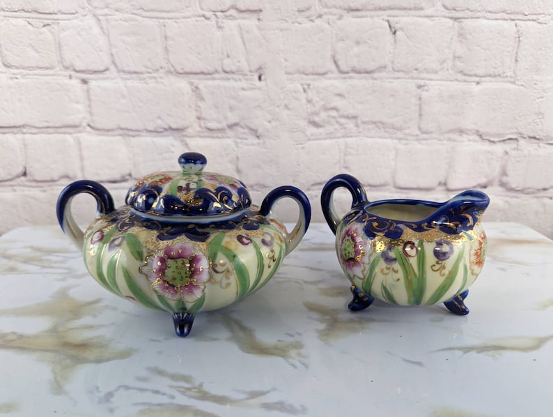 1800s Antique Royal Nippon Matching Footed Hand Painted Cream - Etsy