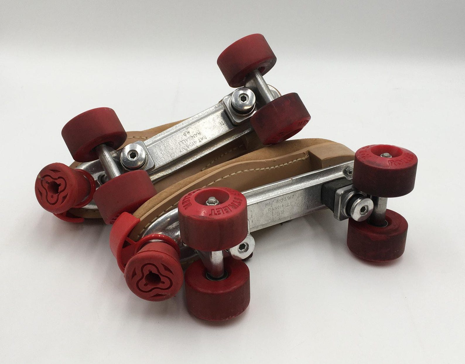 Vintage Tan Suede Riedell Roller Skates Rannalli Plate KR Street Wheels ...