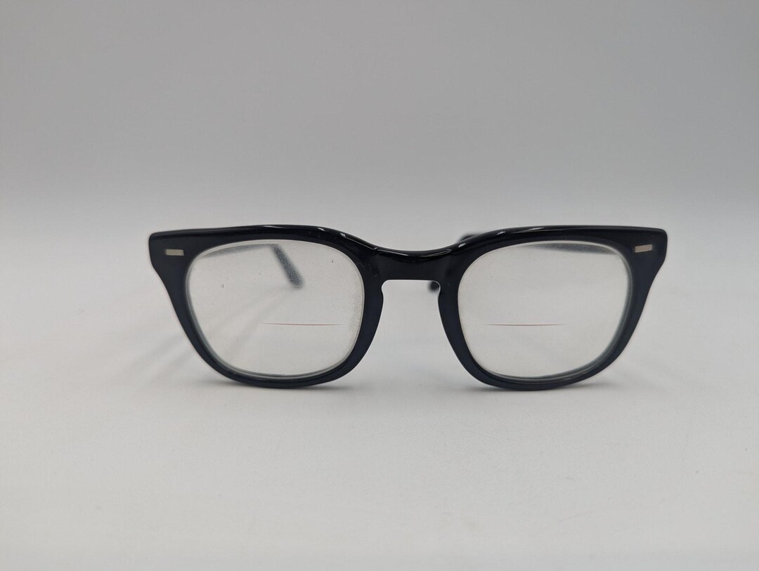 Vintage USS Military Issue Eyeglasses 50 24 Frame 4.5 5.75 Black Frame ...