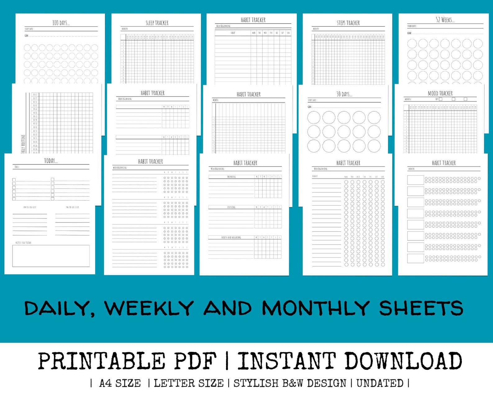 Habit Tracker Printable Habits and Routine Sheets Tracker Printable Pdf ...