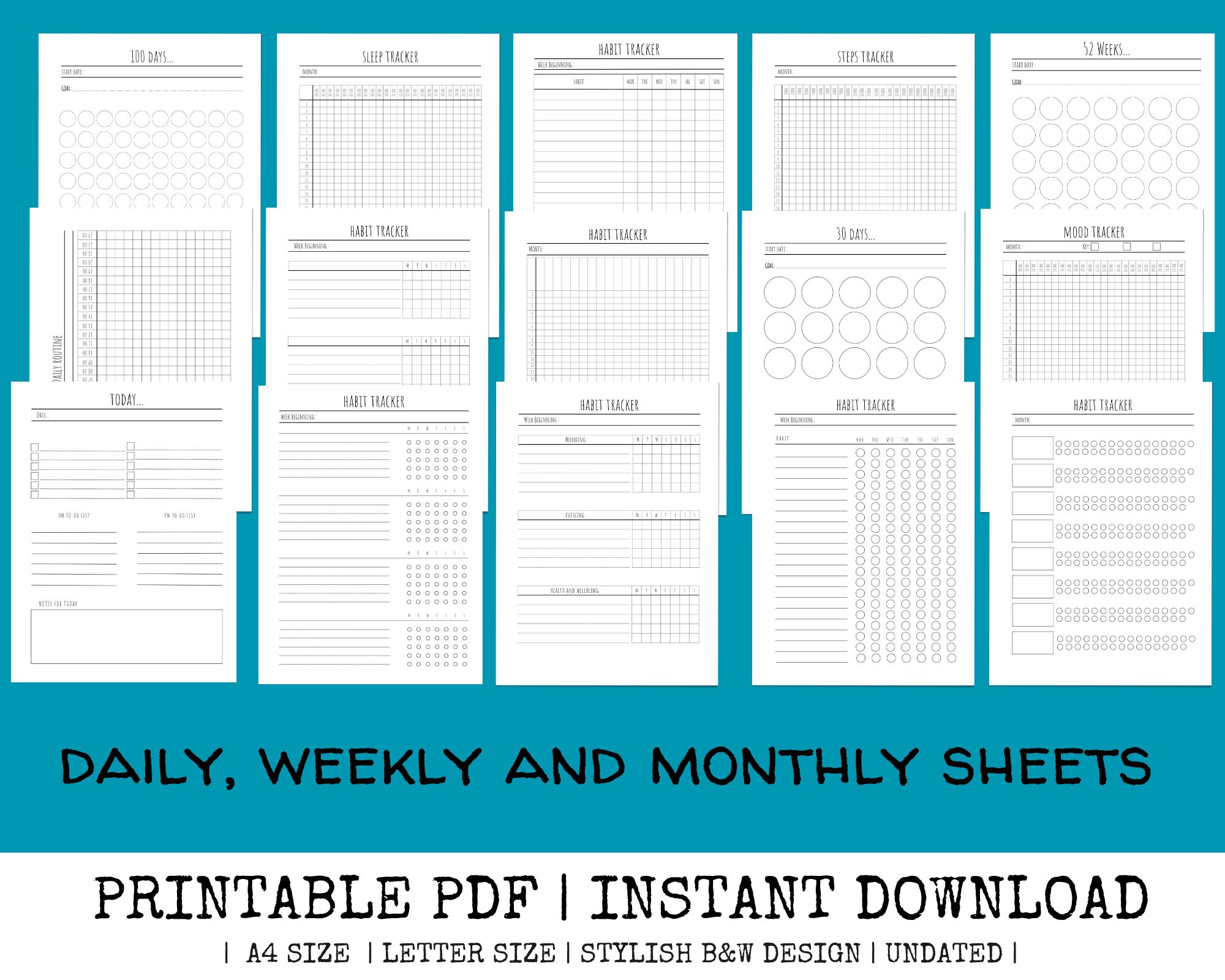 Habit Tracker Printable Habits and Routine Sheets Tracker Printable Pdf ...