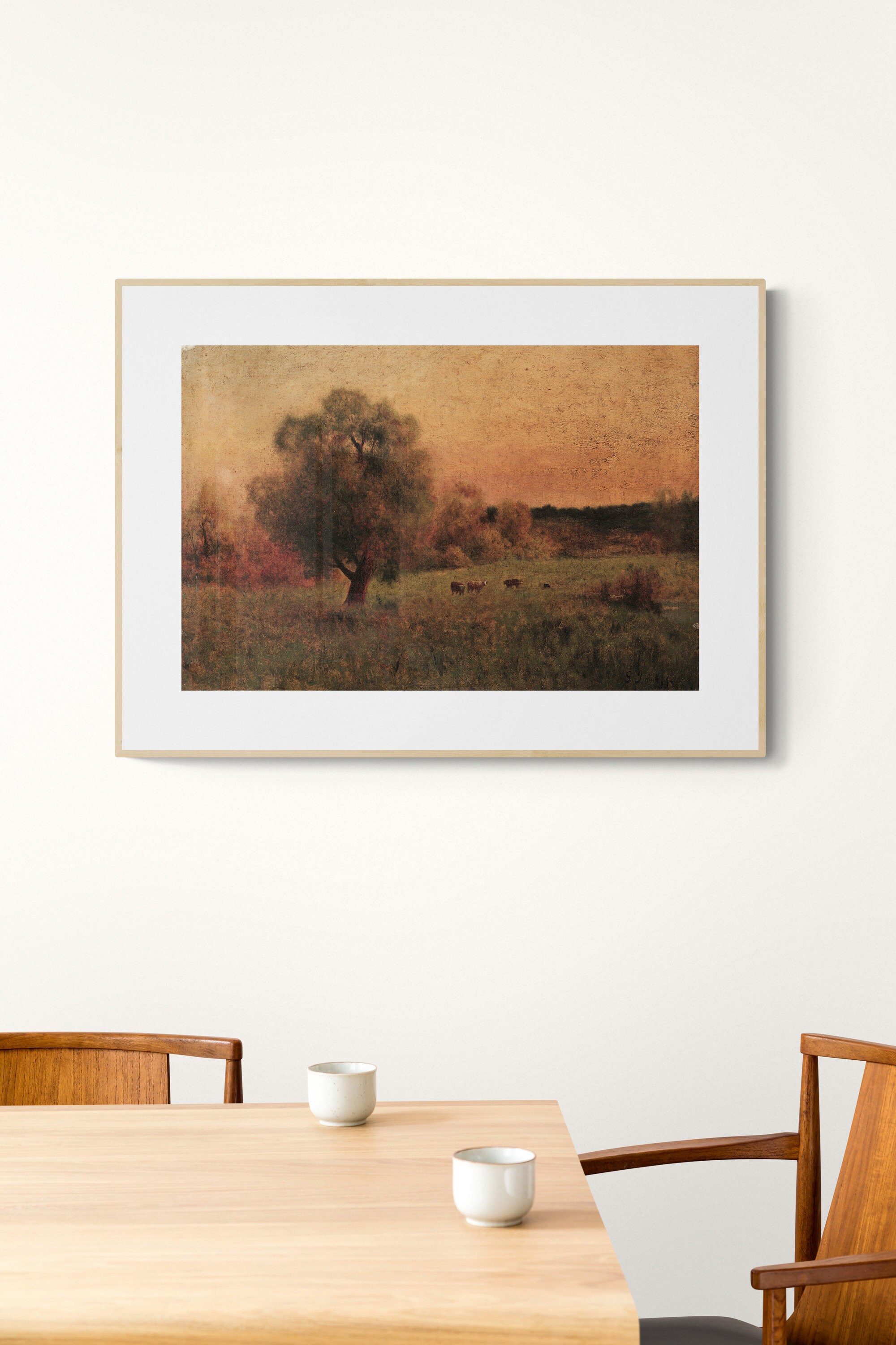 Cows in a Field at Twilight Landscape | Classical Oil Painting ...