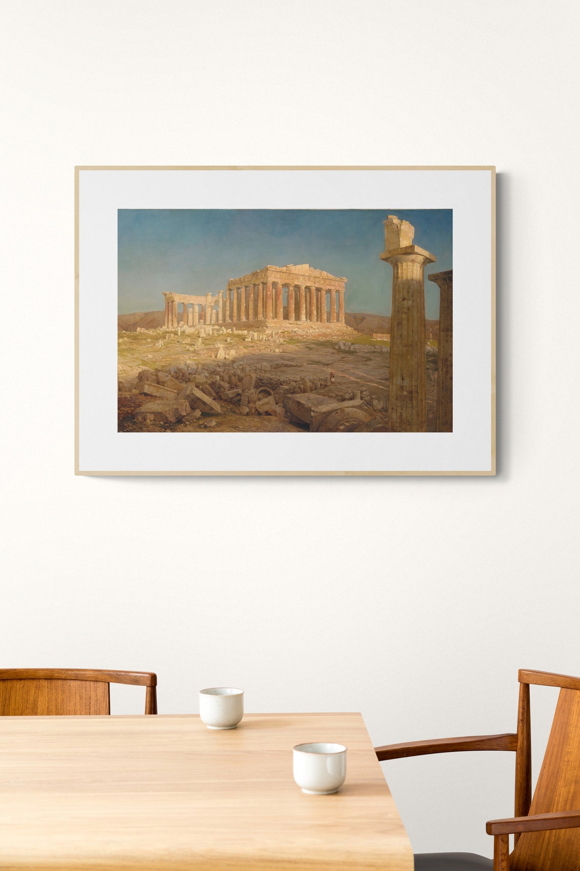Greek Parthenon Sunset Landscape | Classical Oil Painting | Vintage ...