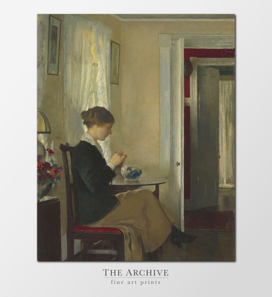 Knitting Lady Portrait by Edmund Tarbell | Digital Download Print Set ...