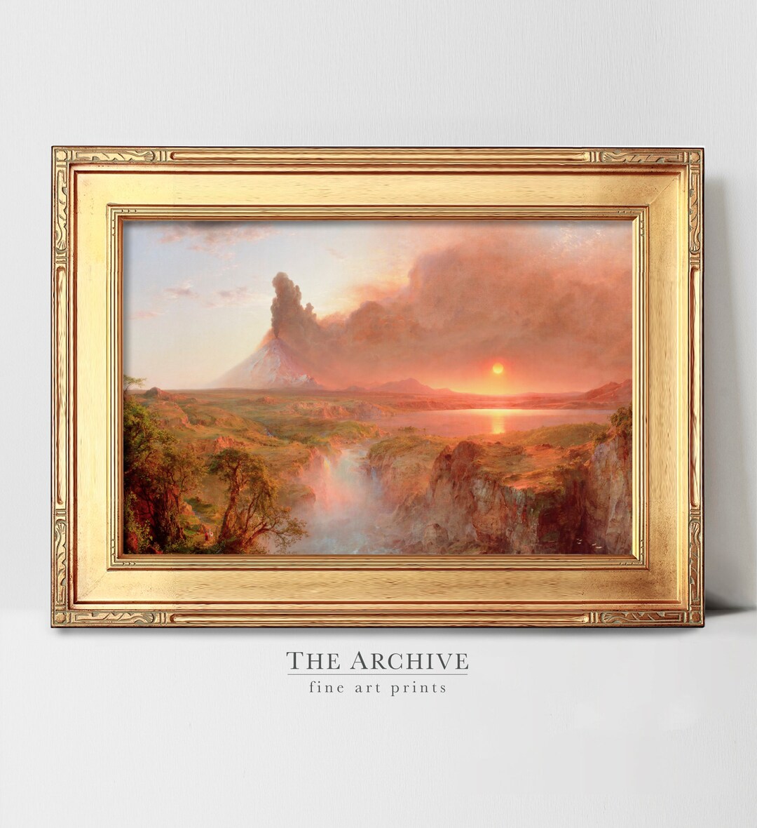 Andes Mountains Volcano Sunset Landscape | Classical Oil Painting ...
