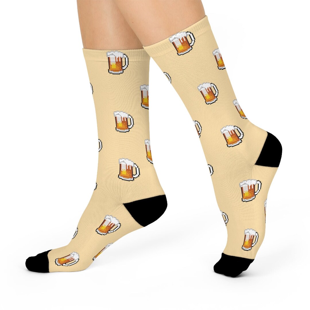 Beer Socks - Video Game 8-bit 1980's Vintage Style Crew Socks - Etsy