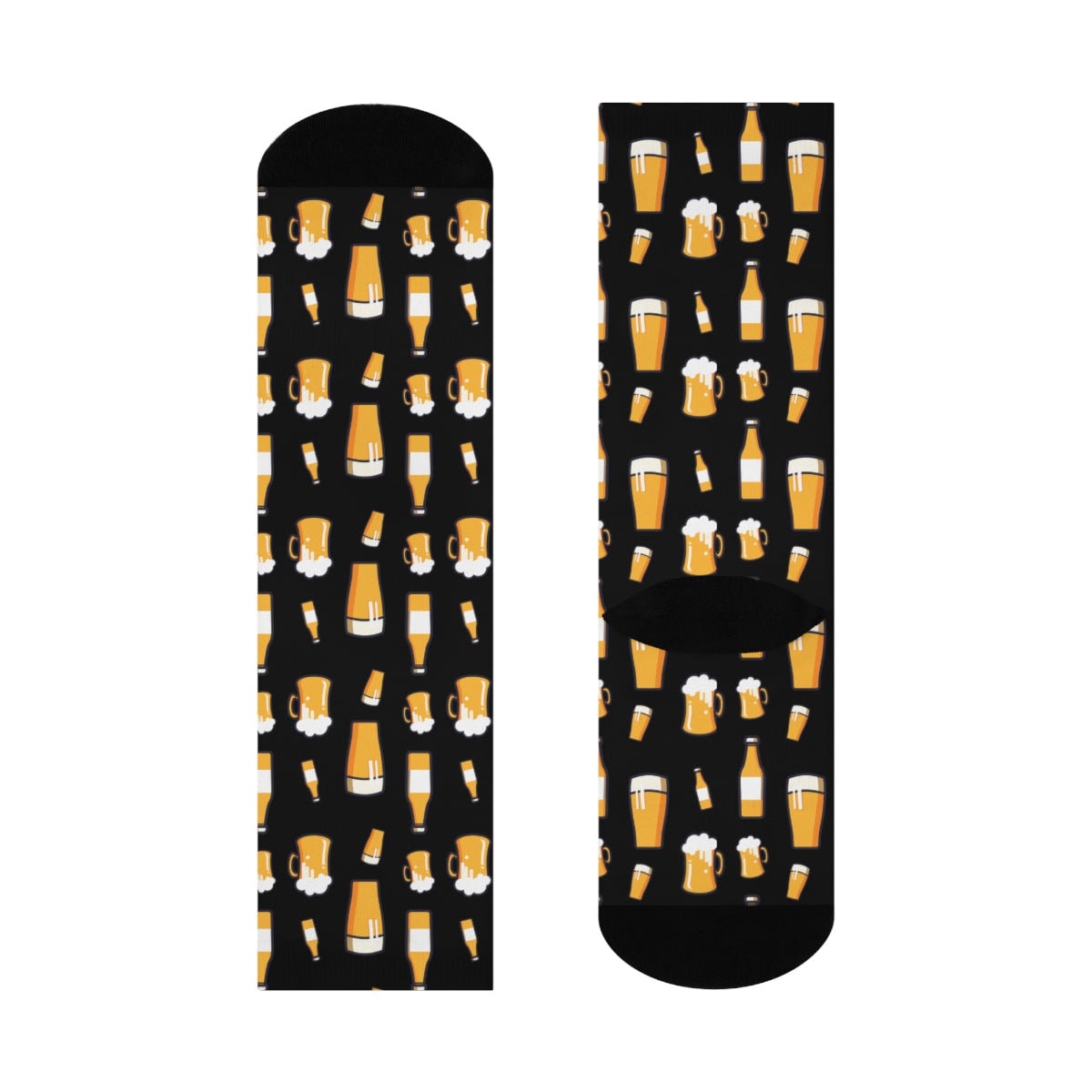 Beer Socks Gift for Beer Lover Beer Mugs and Glasses Black Unisex One ...