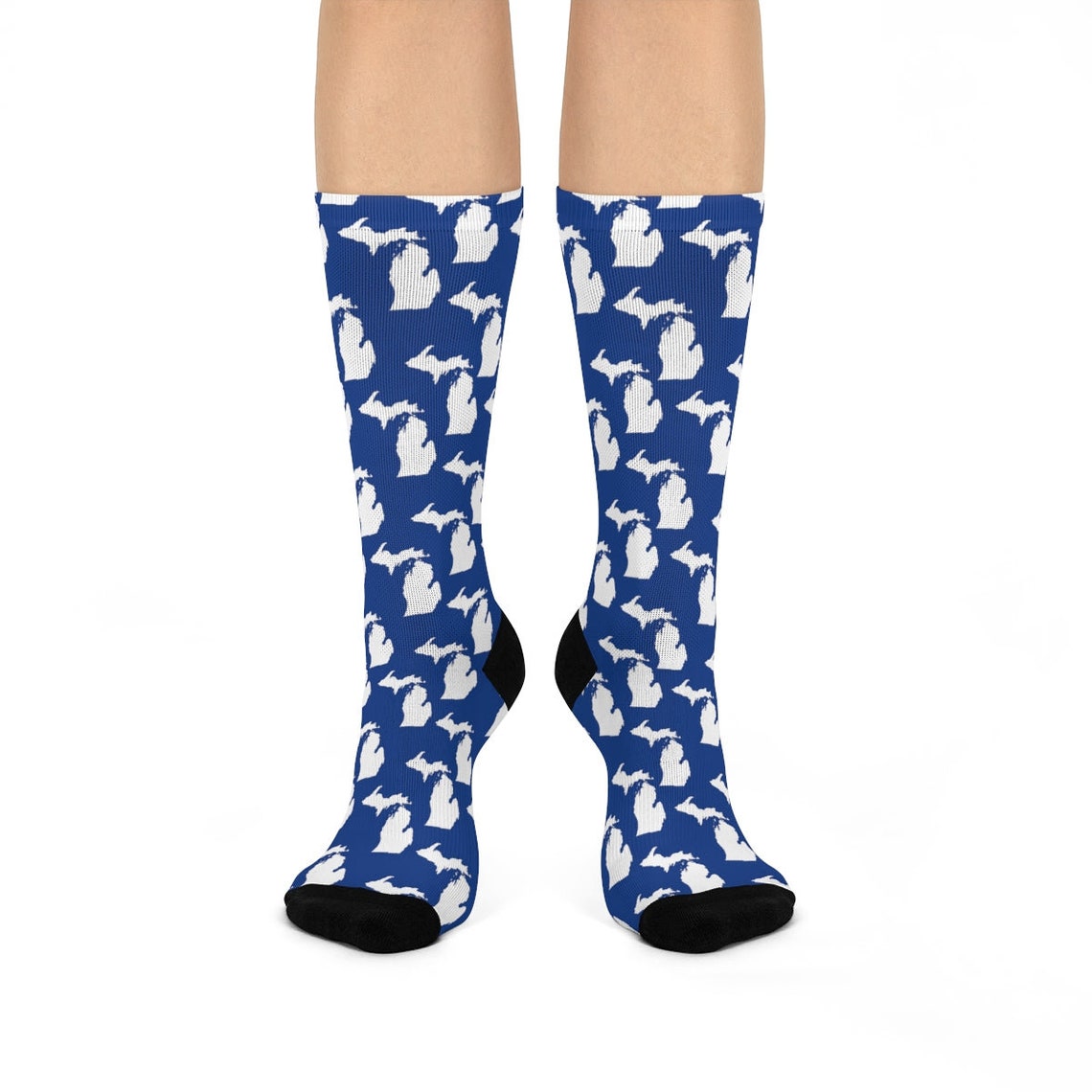 Michigan Socks State on Blue Background Gift Unisex One Size Crew Socks ...