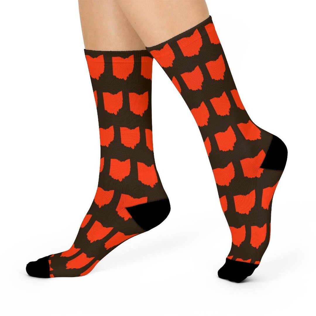 Cleveland Football Orange Brown Dawg Fan Crew Socks - Etsy