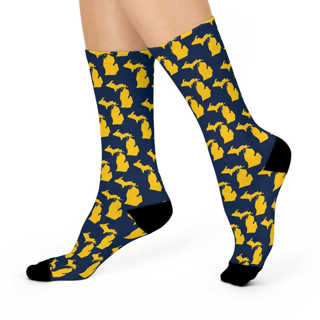 Michigan Socks Maize State on Blue Background Gift Unisex One Size Crew ...