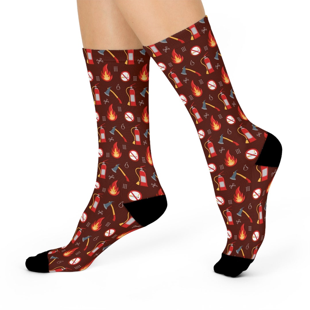 Firefighter Socks Fun Firefighter Gift Comfy Cushion Crew Socks - Etsy