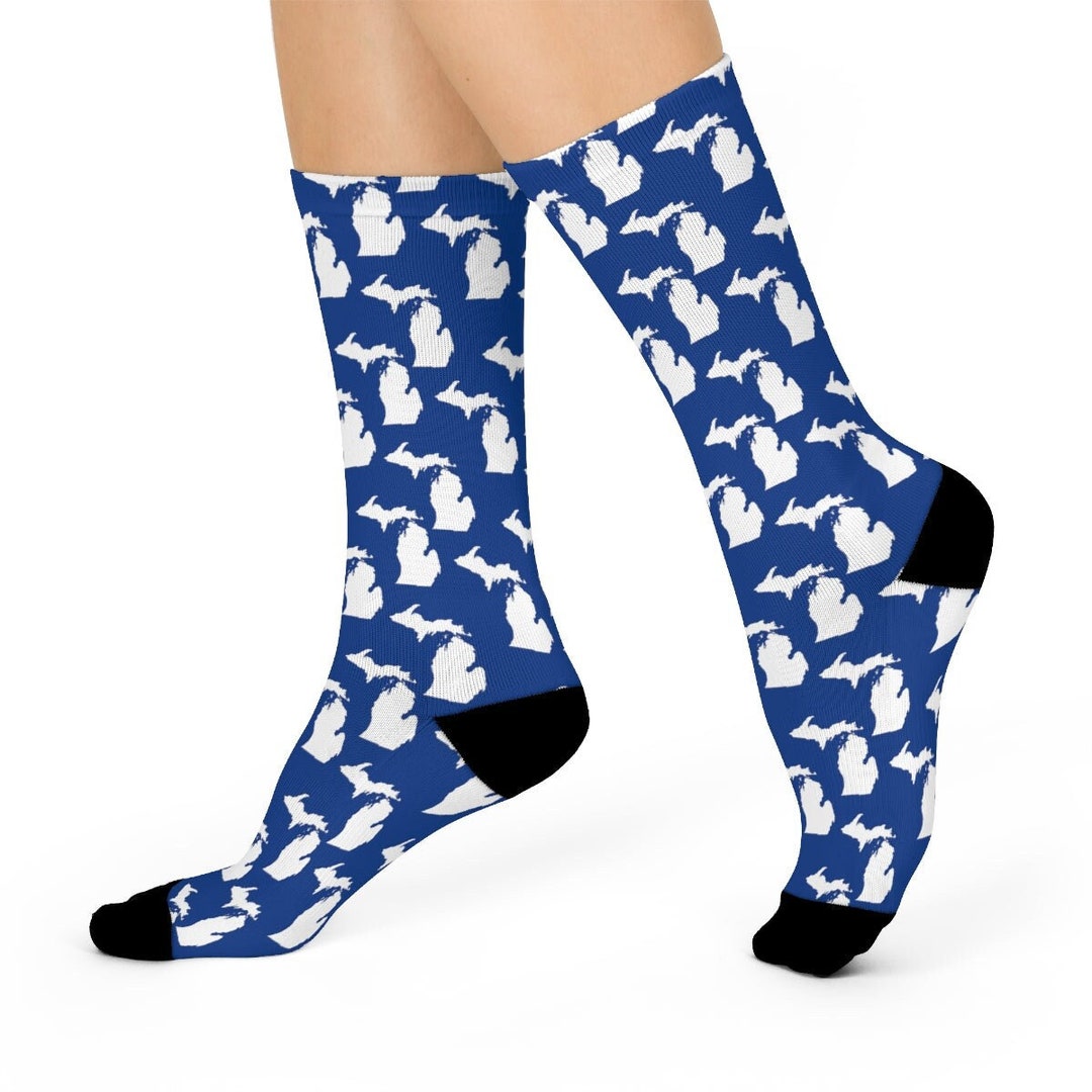 Michigan Socks State on Blue Background Gift Unisex One Size Crew Socks ...