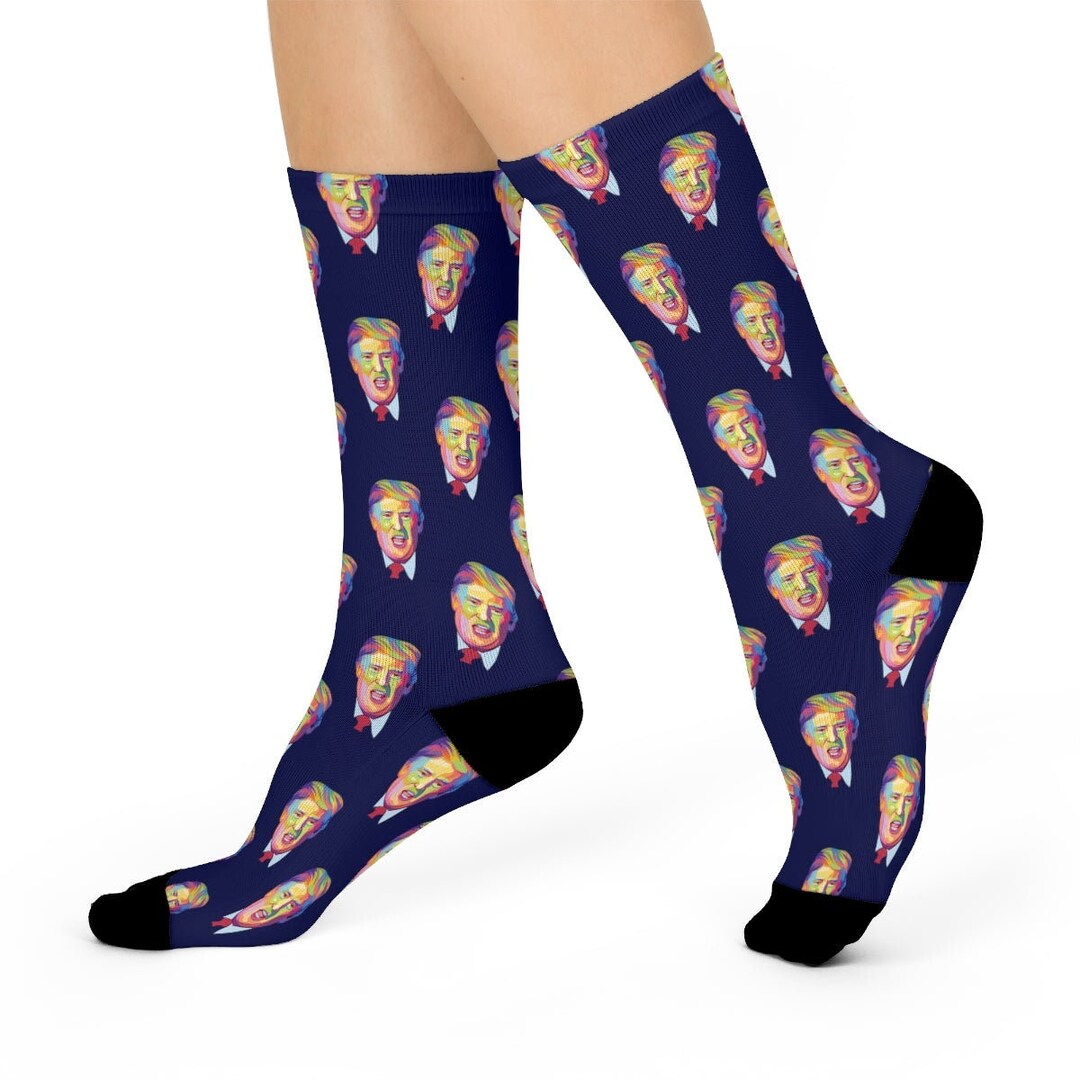 Trump Socks Donald Trump Pop Art on Navy MAGA Republican UNISEX Crew ...