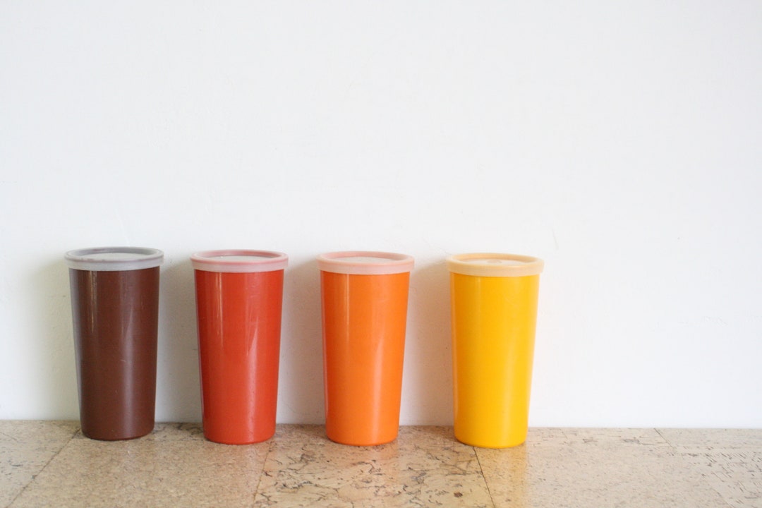 Four Vintage Tupperware Cups With Lids From the Seventies - Etsy