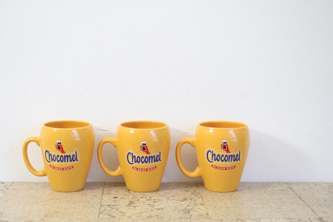 Set of Three Yellow Chocomel Cups, De Enige Echte by Nutricia - Etsy
