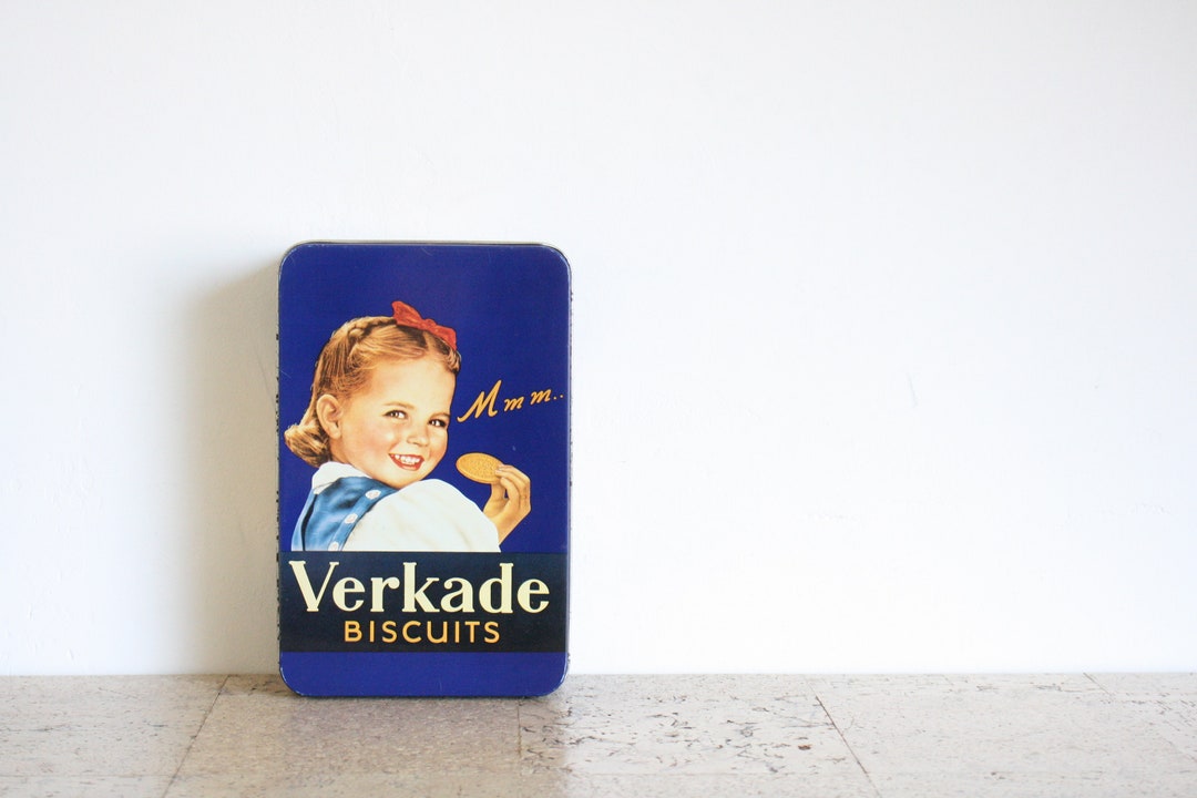 Vintage Blue Verkade Biscuits / Cookie Tin From the Seventies - Etsy