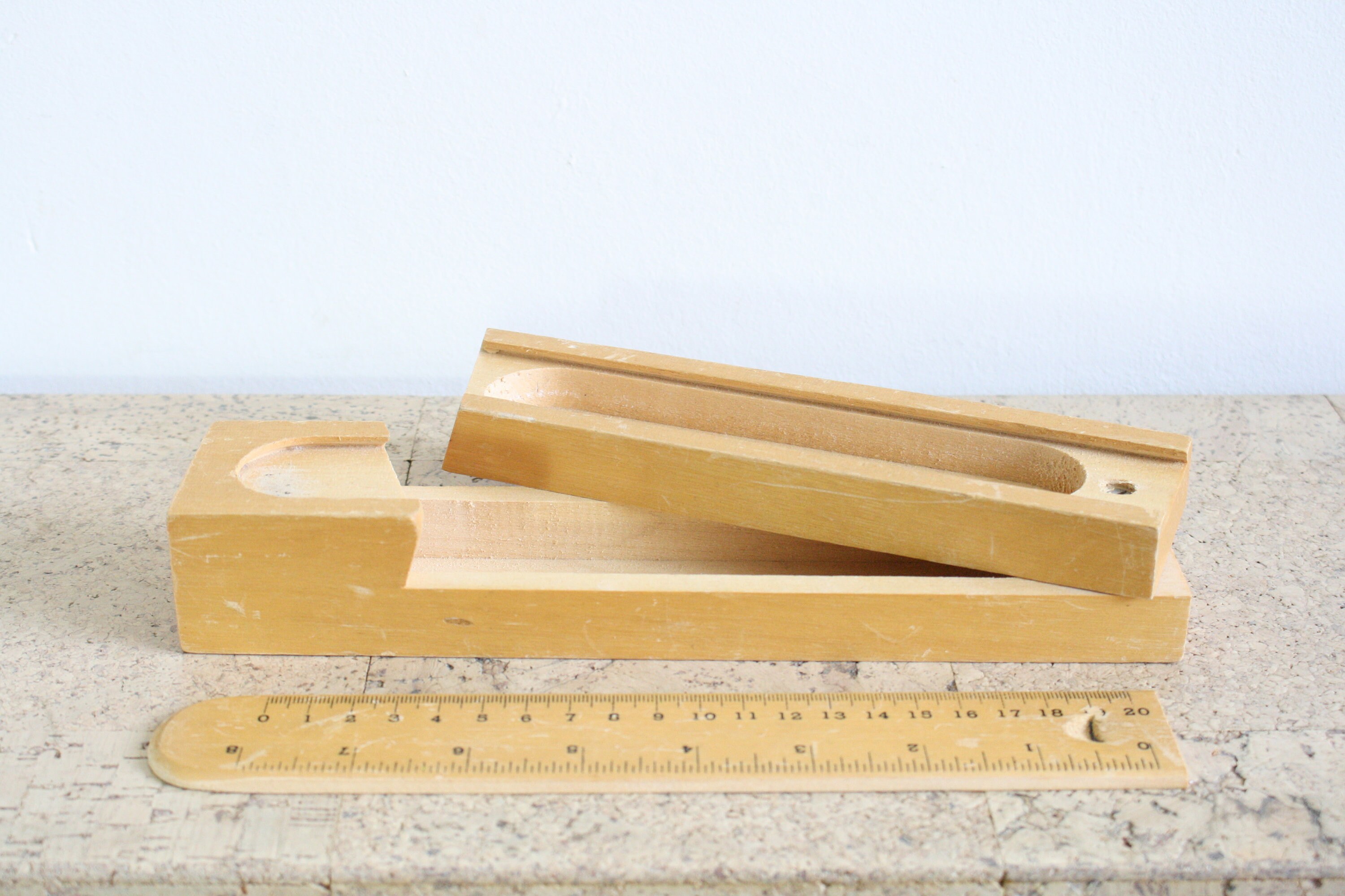 Vintage Wooden Pencil Box With a Ruler Top cm and Inch - Etsy