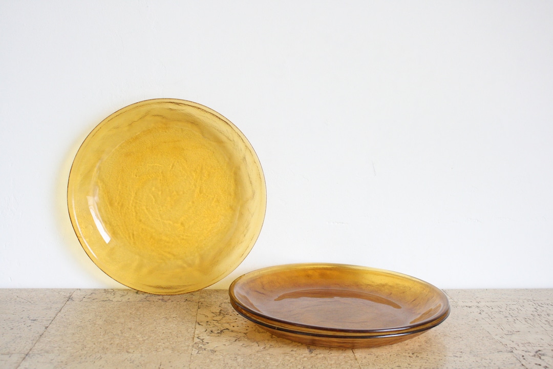 Vintage Arcoroc Sierra Amber Set of Three Dinner Plates From the ...