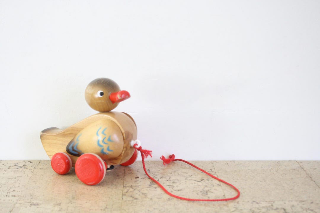 Vintage Wooden Duck Pull Toy From the Seventies - Etsy