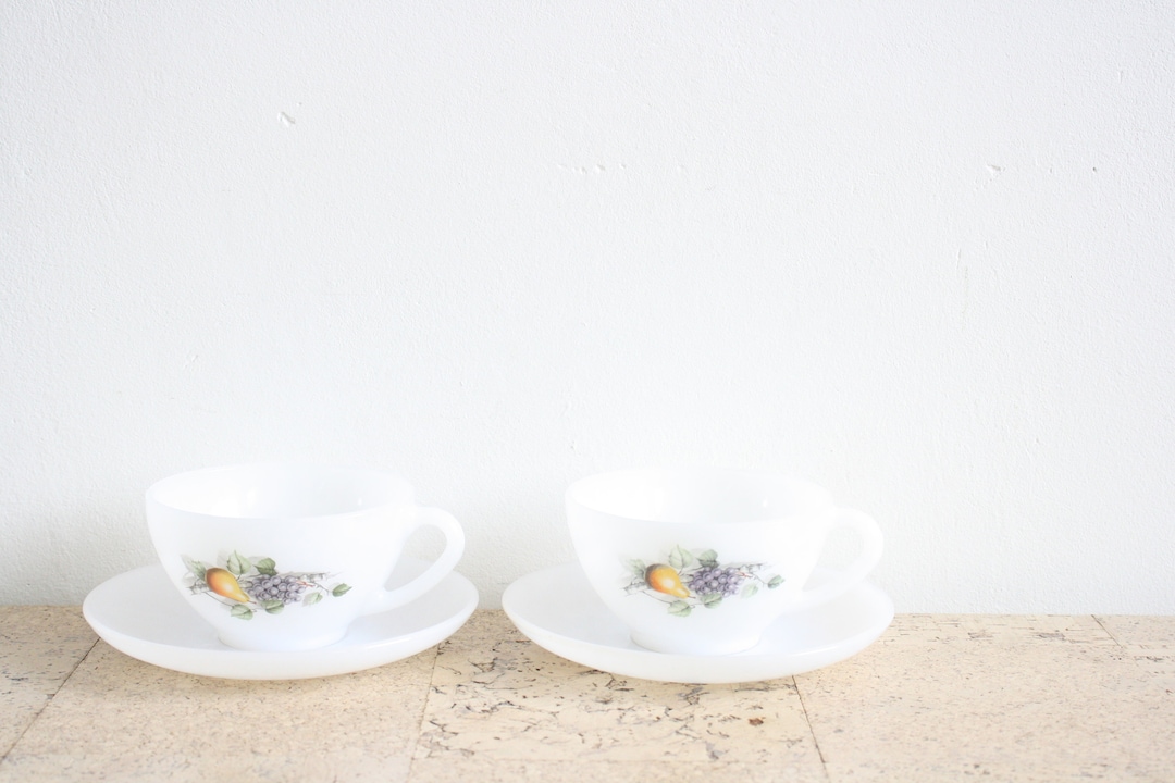 Two Vintage Arcopal Teacup and Saucers Fruits De France - Etsy