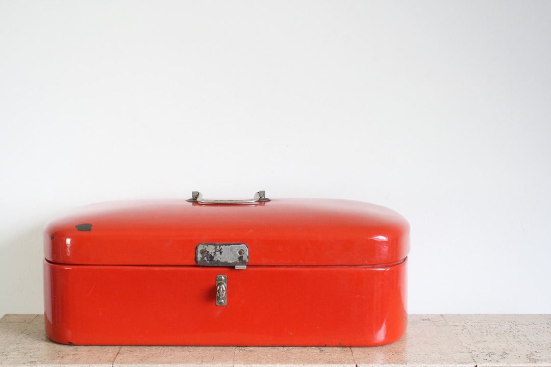 Vintage Red Enamel Bread Box or Bread Bin From the Fifties - Etsy