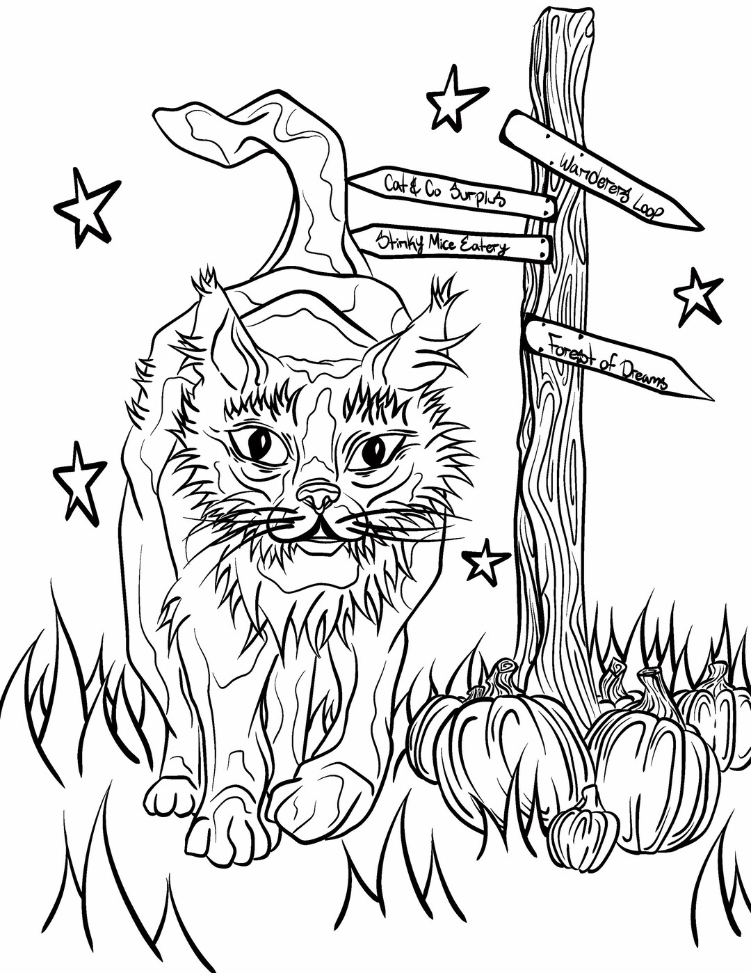 Halloween Cat Coloring Page! - Etsy