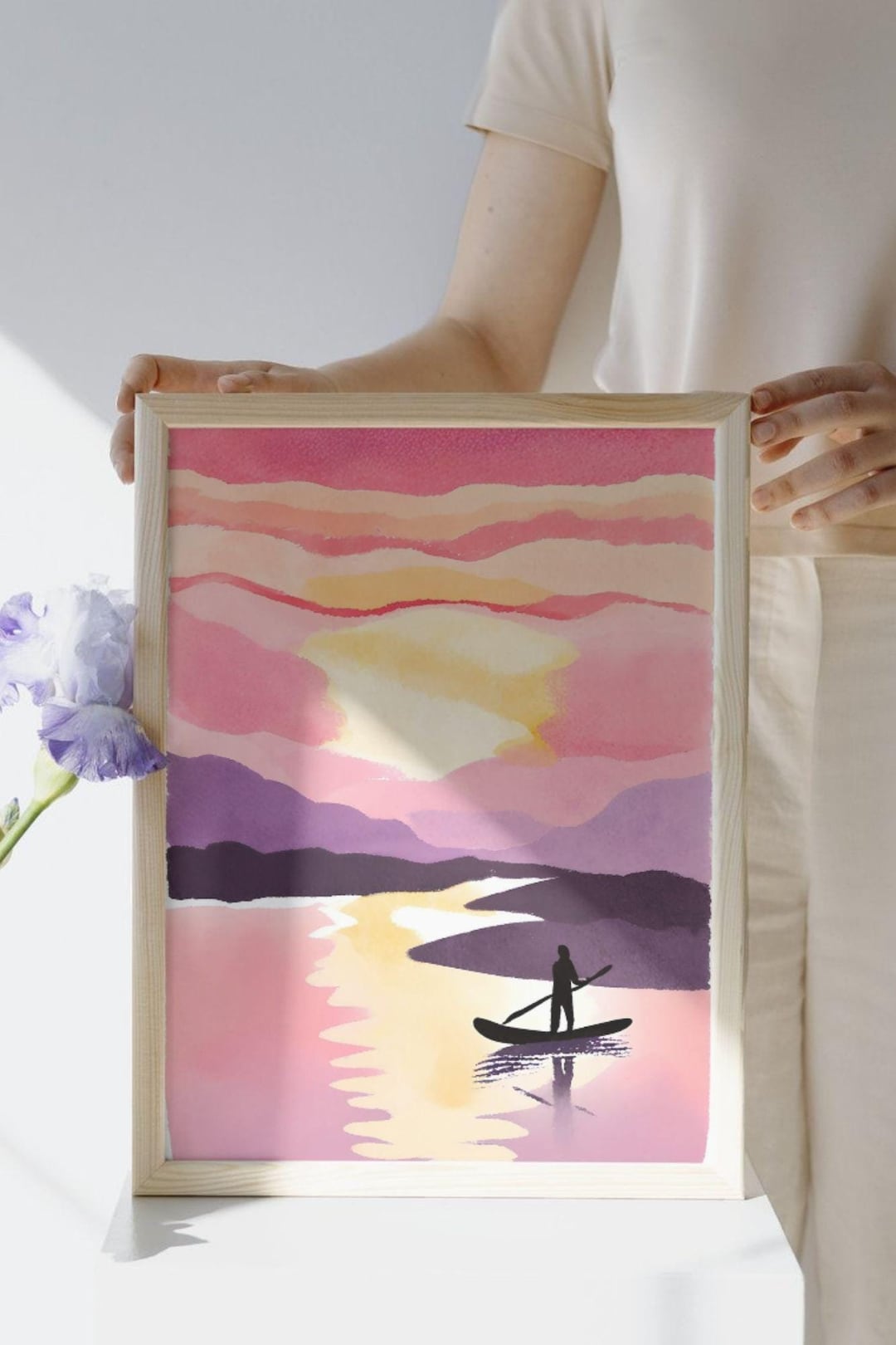 Paddle Board Print | Paddle Board Poster | Paddle Boarding Art| Paddle ...