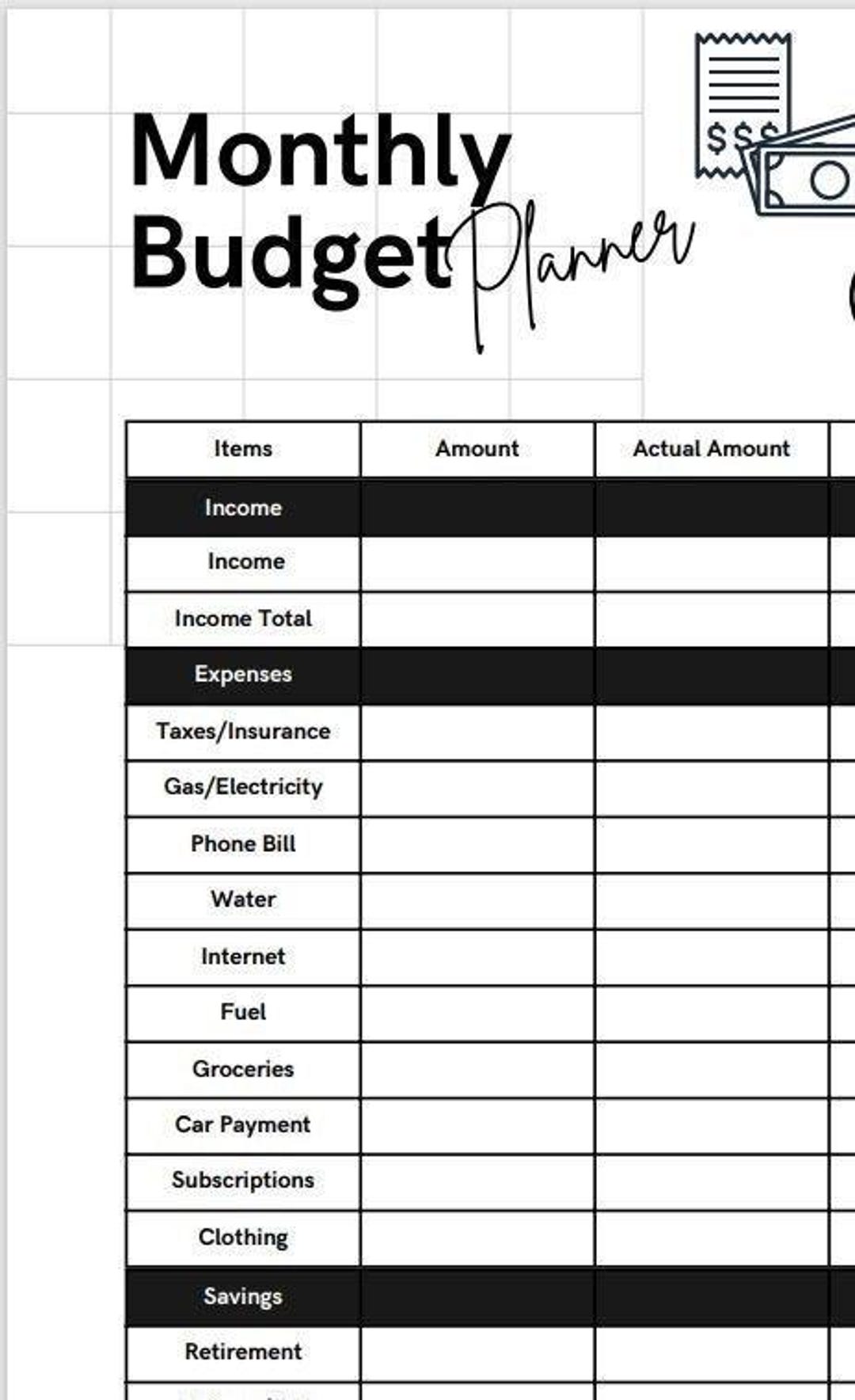 Monthly Budget Planner - Plan Your Month - Savings - Spendings ...