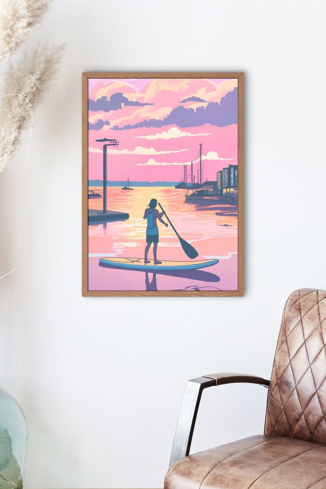 Paddle Boarding at Sunset Art Print, Adventure Travel Poster, Wild ...