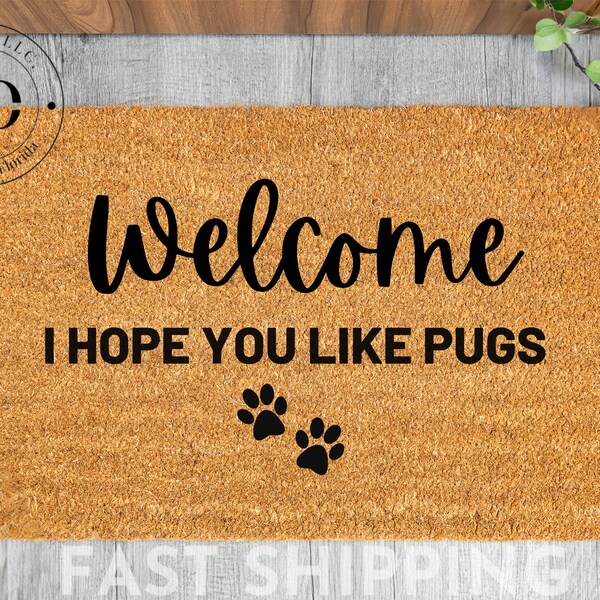 Pug Welcome Mat - Etsy