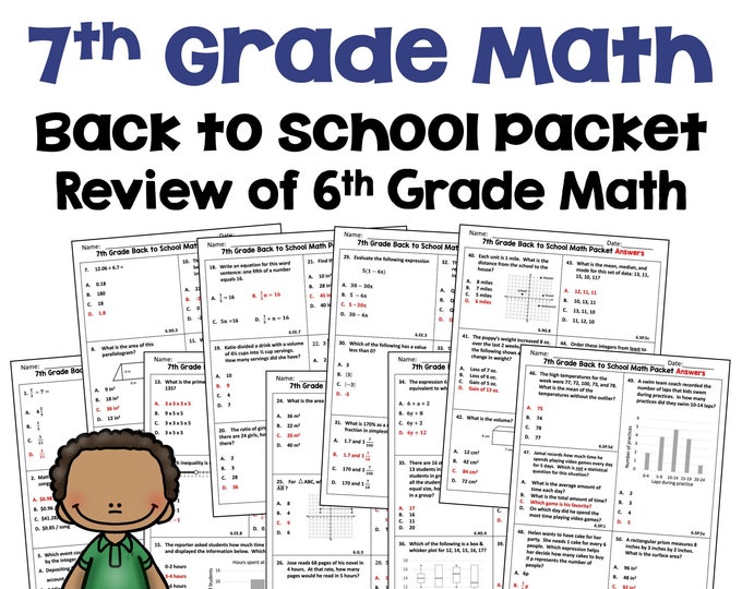 7th Grade Math Workbook - Etsy