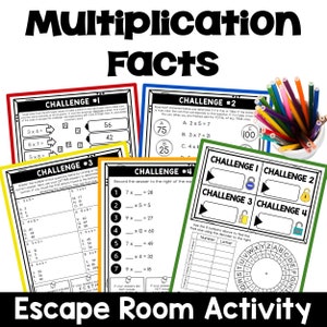 Multiplication Facts Escape Room Activity - Etsy