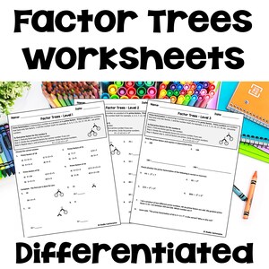 Prime Factorization and Factor Trees Worksheets - Differentiated - Etsy