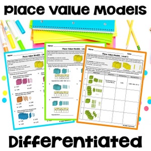 Place Value Models Worksheets - Differentiated - Etsy