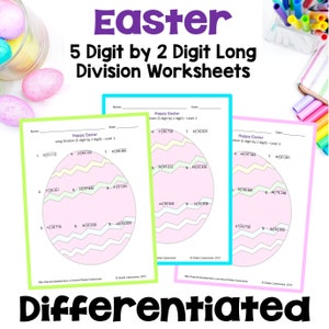 Easter Math 5 Digit by 2 Digit Long Division Worksheets ...