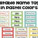 Editable Name Tags and Desk Plates in Pastel Colors - Etsy