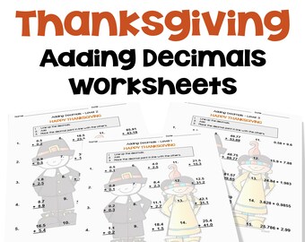 Math Worksheets Adding Decimals - Etsy