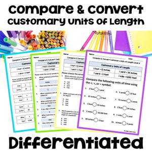 Compare and Convert Customary Units of Length - Differentiated ...