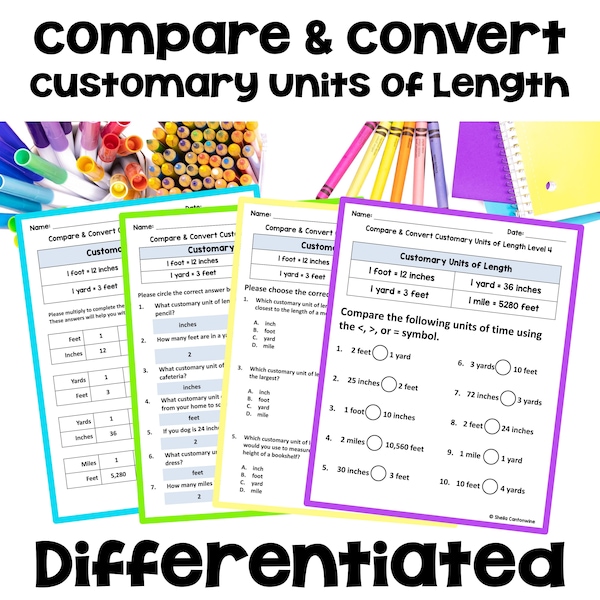 Compare and Convert Customary Units of Length Differentiated Worksheets ... Compare and Convert Customary Units of Length Differentiated Worksheets ...