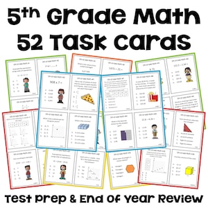 5th Grade Math Task Cards for End of Year Review and Test Pep - Etsy